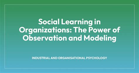 Social Learning In Organizations The Power Of Observation And Modeling