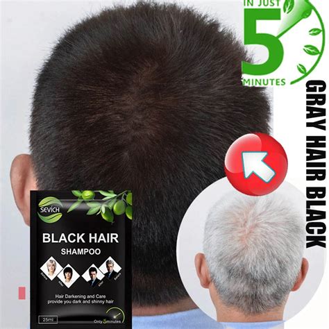 빠른 블랙 헤어 샴푸 천연 블랙 헤어 컬러 영구 염색 커버 화이트 그레이 헤어 탈모 방지 트리트먼트 에센스 Aliexpress