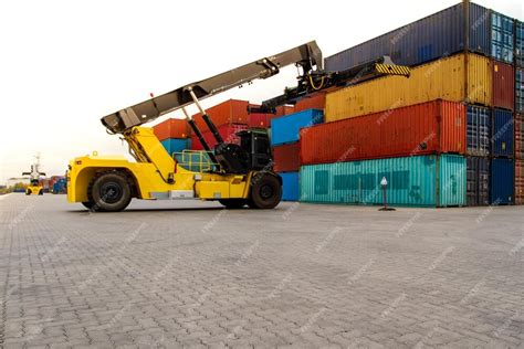 Premium Photo Forklift Handling Cargo Container Freight Container