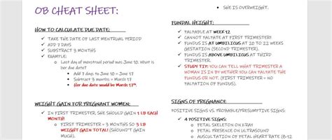 Ob Cheat Sheet Maternal Newborn Etsy