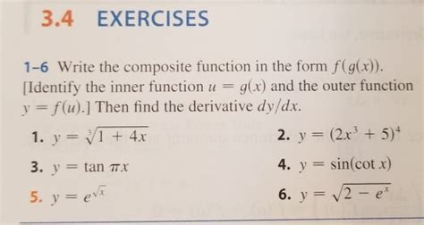 Solved 34 Exercises 1 6 Write The Composite Function In The