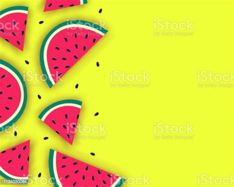 벡터 여름 배경 육즙 잘 익은 수 박 조각 종이 잘라 스타일 건강 한 음식 그림입니다 건강한 생활방식에 대한 스톡 벡터 아트 및 기타 이미지 건강한 생활방식 건강한