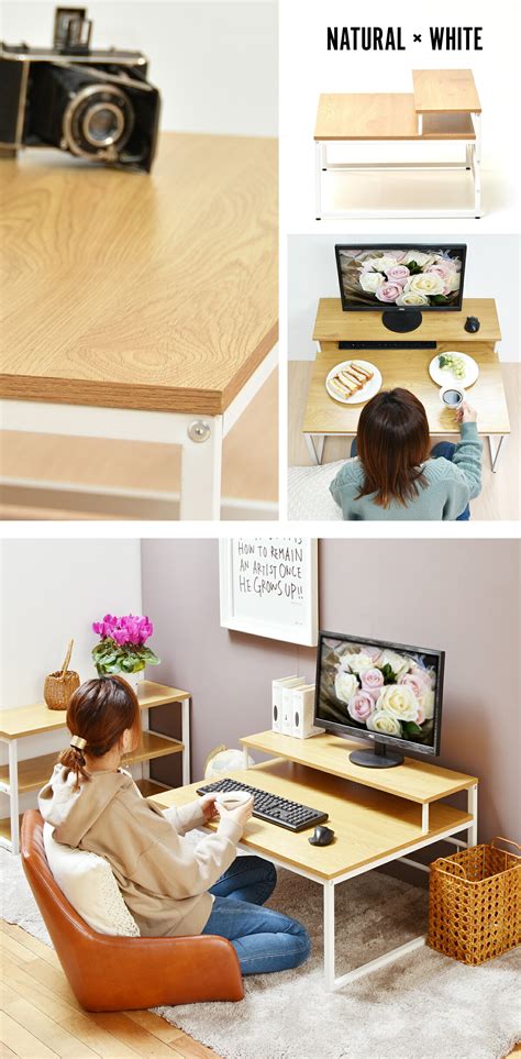 【楽天市場】【クーポン配布中】ローデスク パソコンデスク 幅80cm 広い Pcデスク ロータイプ モニター台 机 座卓 ローテーブル 勉強机