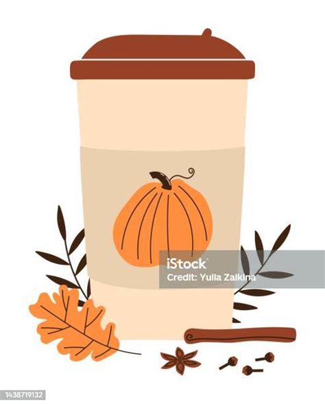 호박 향신료와 커피 한잔 뜨거운 맛있는 가을 계절 음료 종이컵에 라떼 흰색 배경에 격리된 평면 벡터 그림 10월에 대한 스톡 벡터 아트 및 기타 이미지 Istock