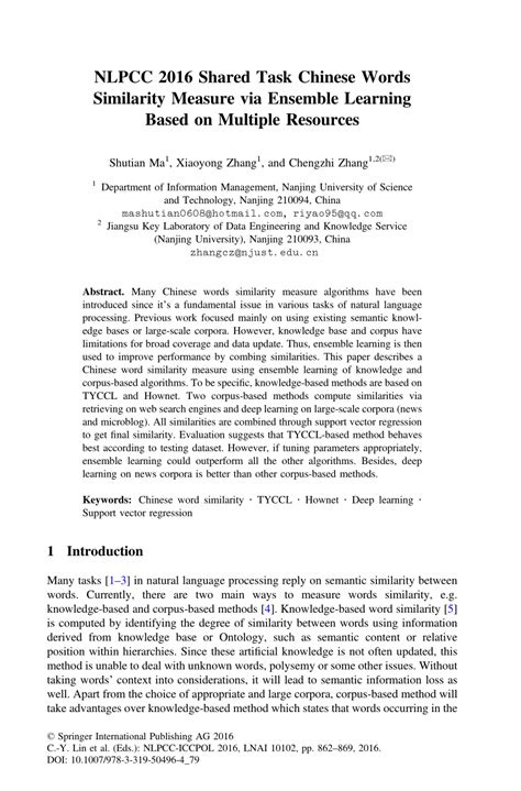 PDF NLPCC 2016 Shared Task Chinese Words Similarity Measure Via Ensemble Learning Based On