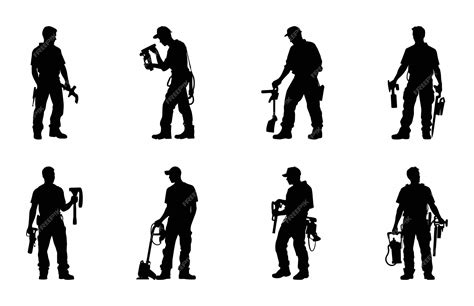 Handyman Silhouette Vector Art Set Repairman Silhouettes Preto Clipart