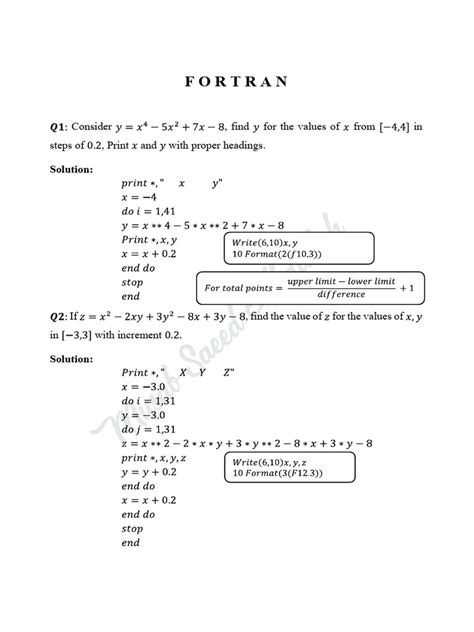 2nd Year Fortran Pdf
