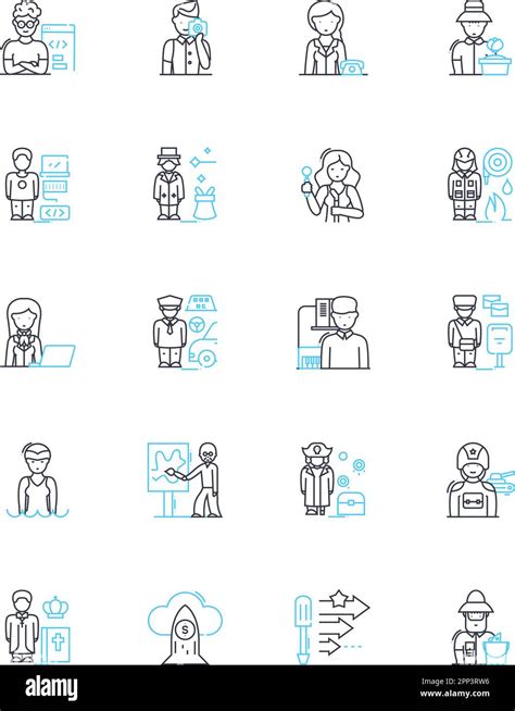 Identity Creation Linear Icons Set Persona Self Image Perception