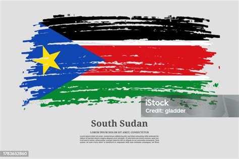 브러쉬 스트로크 효과와 정보 텍스트 포스터 벡터와 남수단 국기 0명에 대한 스톡 벡터 아트 및 기타 이미지 0명 국가 지리적 지역 그런지 이미지 기법 Istock