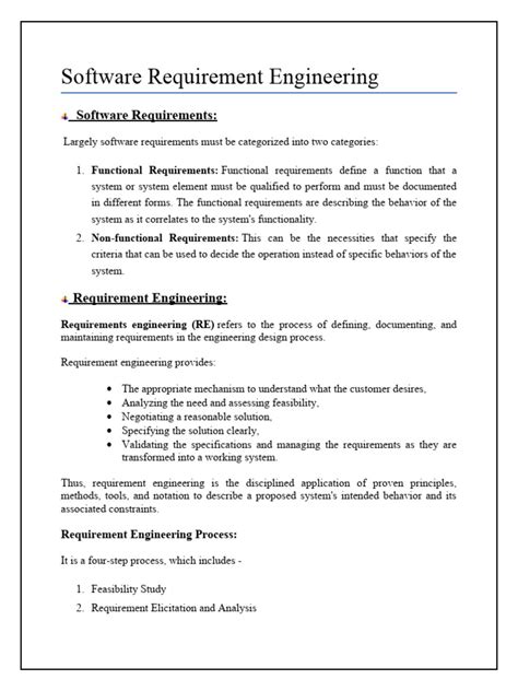Se Ch 3 Software Requirement Engineering Pdf System Engineering