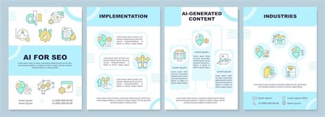Premium Vector 2d Ai For Seo Blue Brochure Template Leaflet Design With Thin Line Icons 4