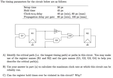 solved the timing parameters for the circuit below are as