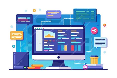 Premium Vector Illustration Of A Modern Desktop Computer With An Open Application Displaying