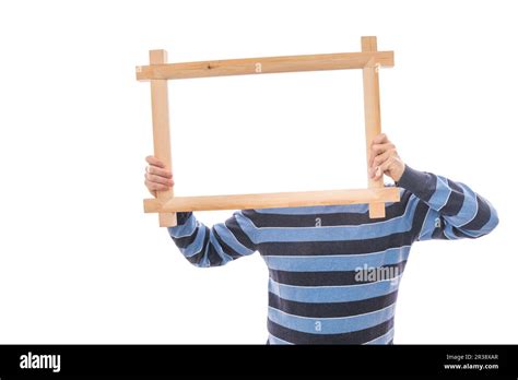 Man With White Chalkboard Stock Photo Alamy