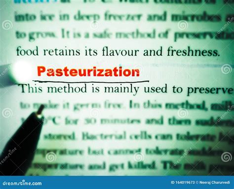 Pasteurization Words Displaying On Greenish Background Stock Image
