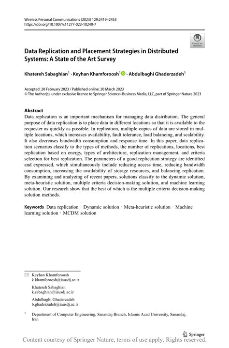 Data Replication And Placement Strategies In Distributed Systems A
