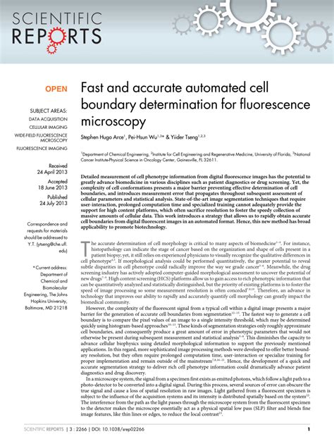 Pdf Fast And Accurate Automated Cell Boundary Determination For