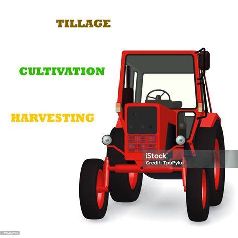 경작 재배와 수확 하는 일러스트 레이 션 디자인에 대 한 농업 트랙터 3d 벡터 그래픽 교통수단에 대한 스톡 벡터 아트 및 기타
