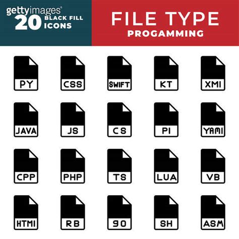 File Type Icon Set Document Files Extension Icons Symbol With A Solid
