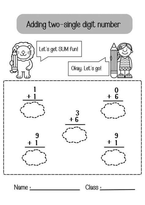 Addition Worksheets Adding Single Digit Sum Less Than 20 No Prep