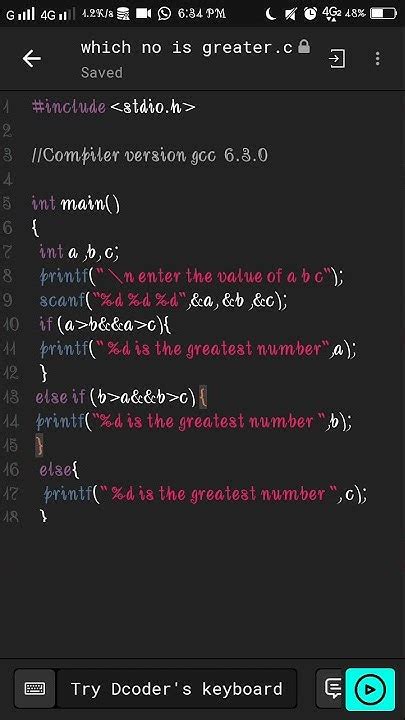 C Program Find Greatest Number Among Given Three Numbersprogramming In Cprogramming For
