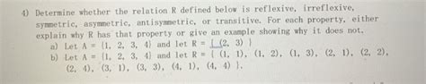 Solved 4 Determine Whether The Relation R Defined Below Is