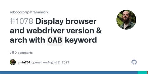 Display Browser And Webdriver Version And Arch With `oab` Keyword · Issue
