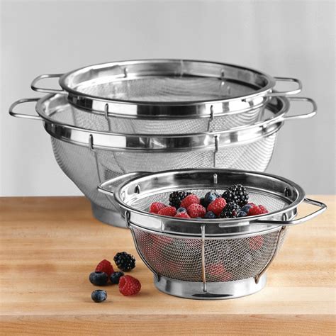 Stainless Steel 3 Piece Mesh Colander Set Williams Sonoma