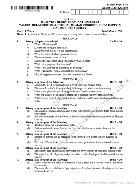 vrehc koe076 21 22 aktu qpaper download free pdf psychology