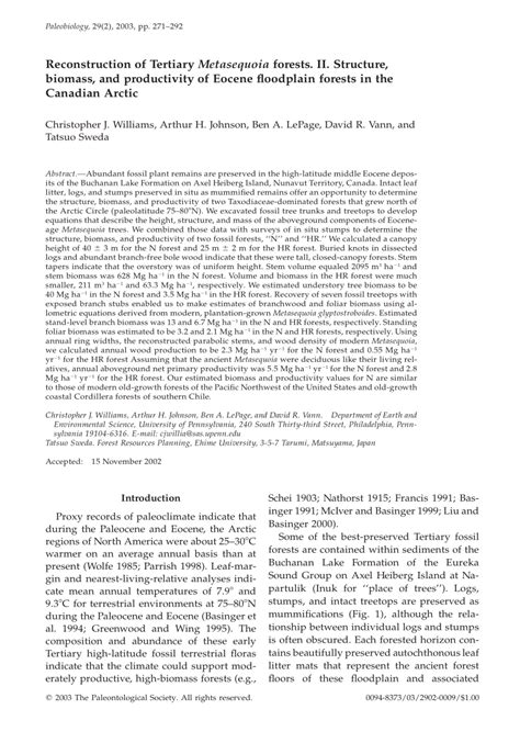 Pdf Reconstruction Of Tertiary Metasequoia Forests Ii Structure Biomass And Productivity