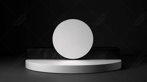 매혹적인 검정색 배경의 멋진 흰색 원형 연단 3d 렌더링 연단 배경 원형 배경 지휘대 배경 이미지 Hd 연단 원형 지휘대 배경 사진 무료 다운로드 Lovepik