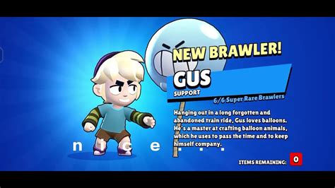 Unlocking Gus New Brawler Brawl Stars Youtube
