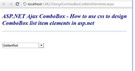 Dot Net Examples How To Use Css To Design Combobox List Item Elements In Asp Net