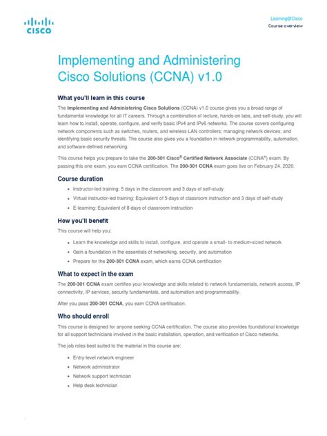 Implementing And Administering Cisco Solutions Ccna V10 Pdf Pdf