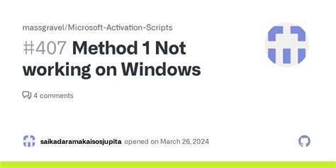 Method 1 Not Working On Windows · Issue 407 · Massgravelmicrosoft