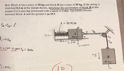 Solved Q Block A Has A Mass Of Kg And Block B Has A Chegg