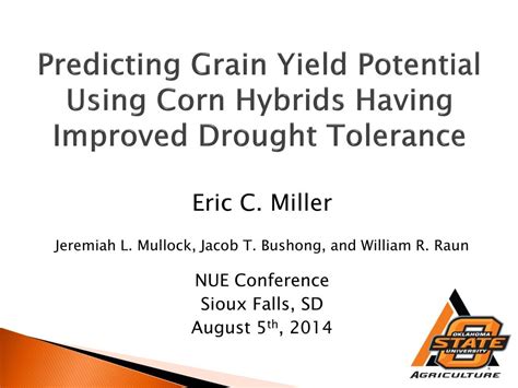 Ppt Predicting Grain Yield Potential Using Corn Hybrids Having