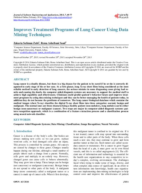 Pdf Improves Treatment Programs Of Lung Cancer Using Data Mining Techniques