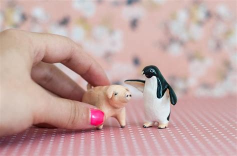 Pig And Penguin Clay Figurines Best Friends Animal Collection Etsy