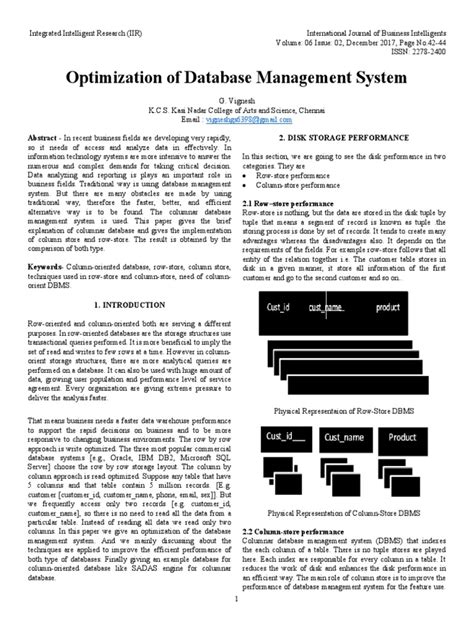Optimization Of Database Management System Pdf Databases Database