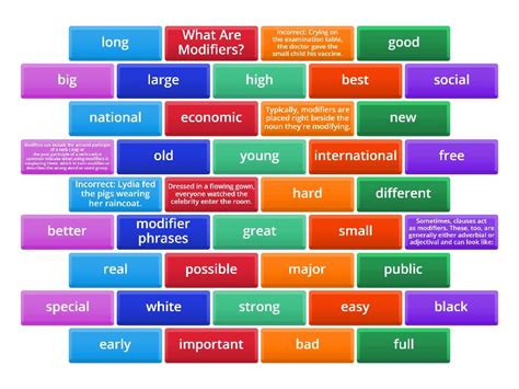 Adjectives And Modifiers Flip Tiles