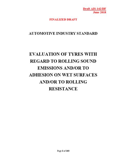 9262018100031AMDraft AIS 142 DF | PDF | Tire | Calibration