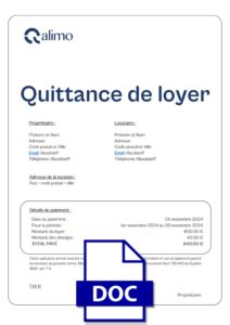 Quittance de loyer Modèle gratuit Word PDF Excel MAJ2024