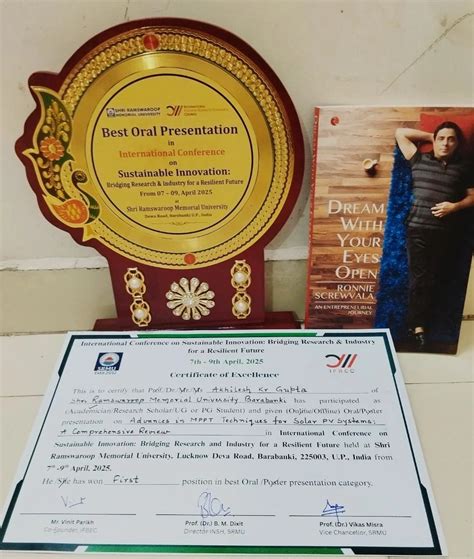 “honored To Receive The Best Paper Presentation Award 🥇 Grateful For The… Dr Akhilesh Kumar