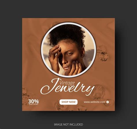 보석 소셜 미디어 게시물 또는 사각형 전단지 템플릿 프리미엄 벡터