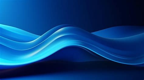 어두운 파란색 배경 3d 렌더링에 파란색 파도가 있는 추상적이고 현대적인 최소 벽지 프리미엄 Ai 생성 이미지