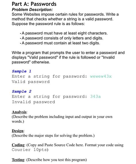 Solved Part A Passwords Problem Description Some Websites