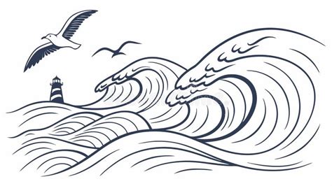 Ocean Wave Vector Nautical And Sea Design Dynamic Water And Surfing Art Vector Design