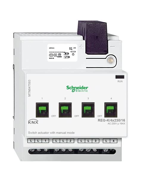 Knx Actionneur De Commutation 4x230v 16a à Commande Manuelle Schneider Mtn647593