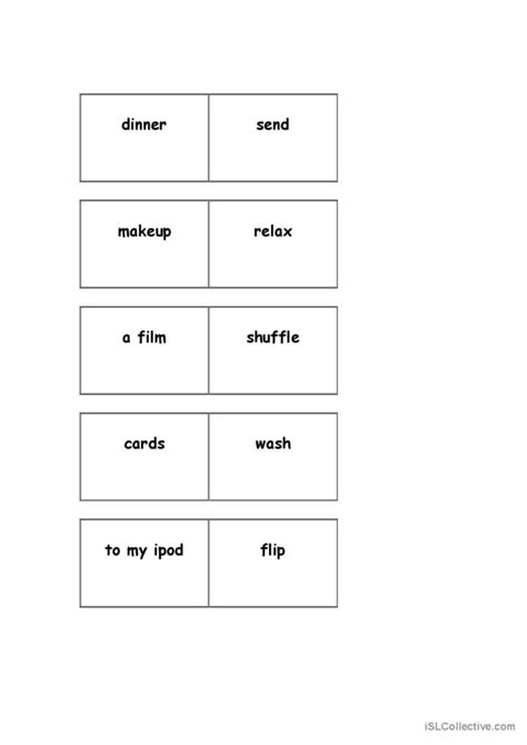 Collocations Dominoes Game Pre Inter English ESL Worksheets Pdf Doc